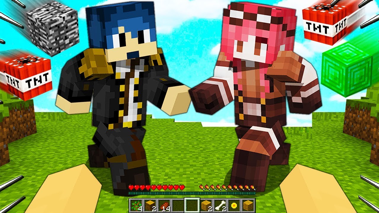 MINECRAFT ESTREMO MA PIOVONO BLOCCHI CONTRO STEF E PHERE!! - YouTube