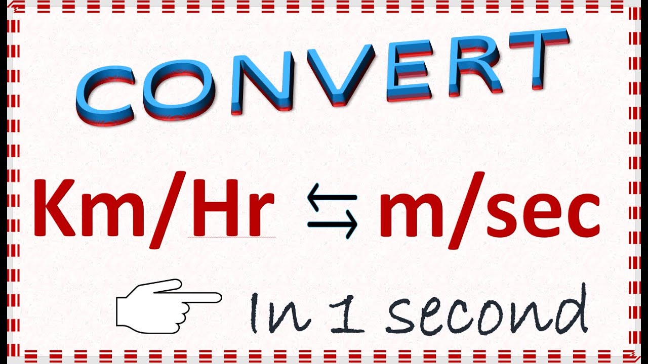 Convert Km hr To M sec And M sec To Km hr YouTube