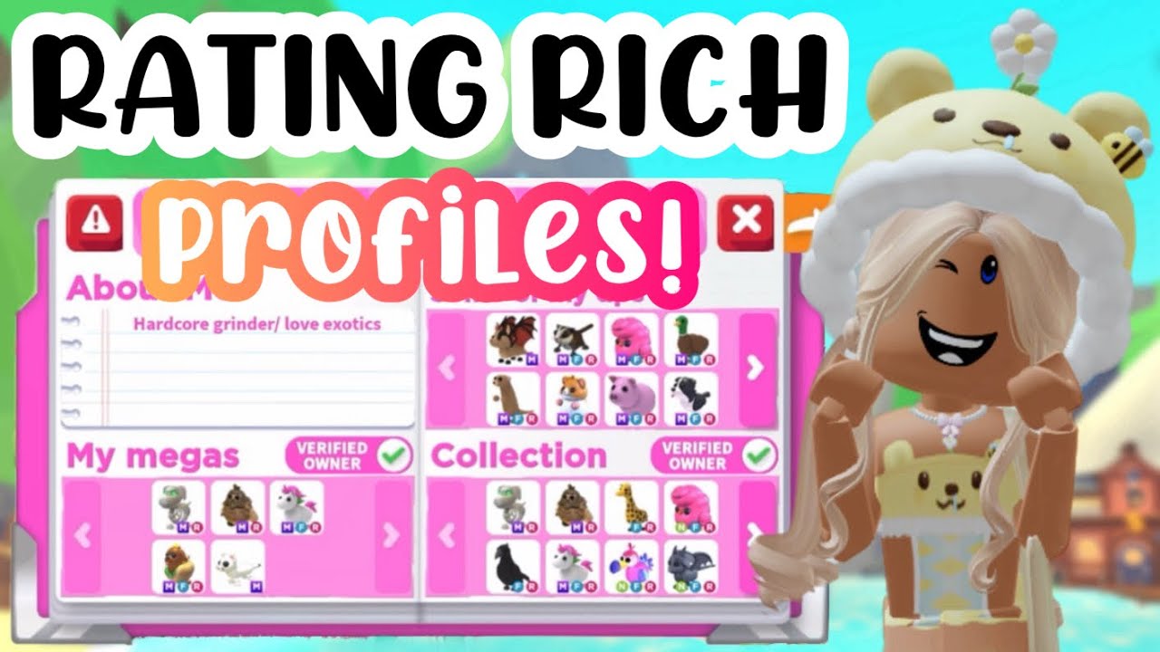 RATING RICH PLAYERS ADOPT ME PROFILES!💕🐯😨🦋🐣#adoptmeroblox # ...