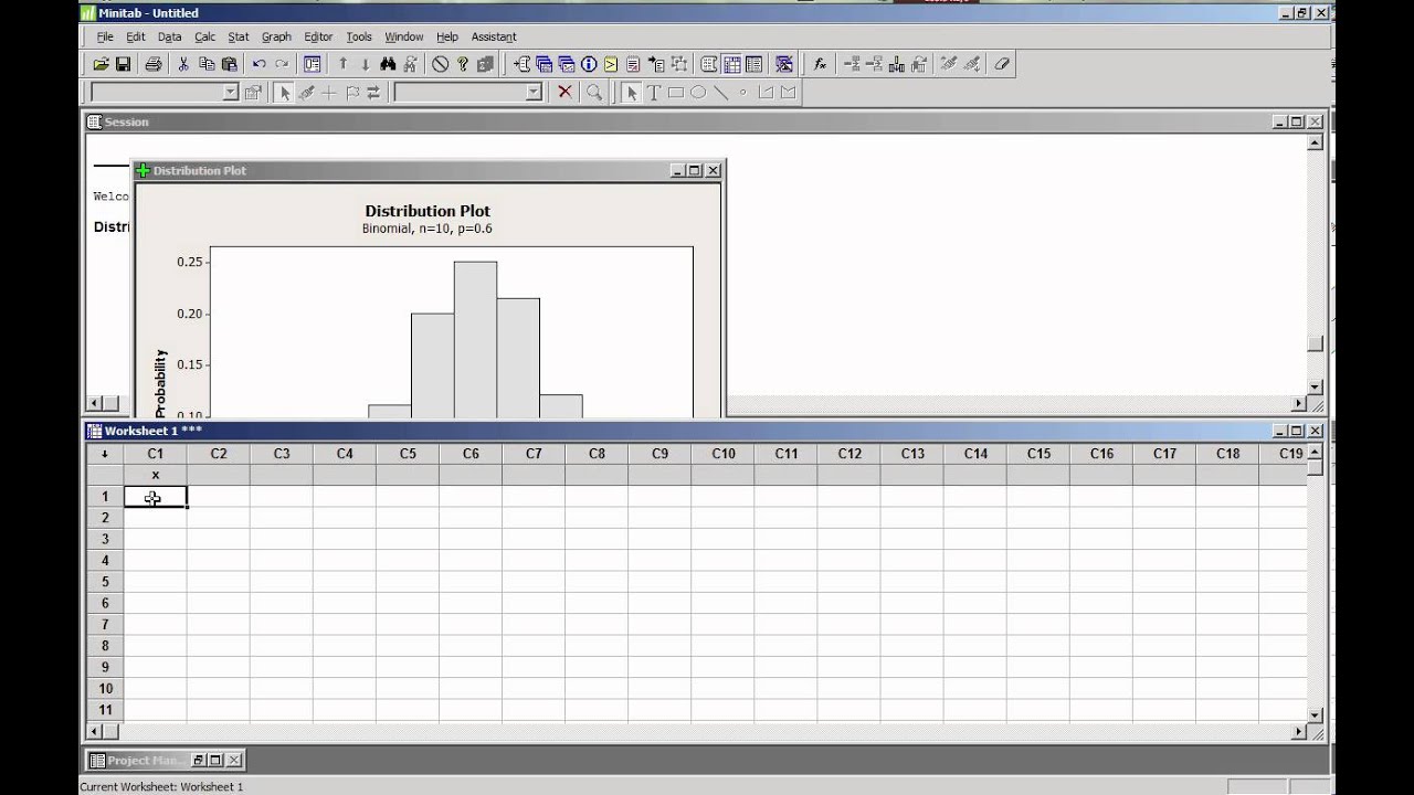 Computing Values of the Binomial Distribution with Minitab - YouTube