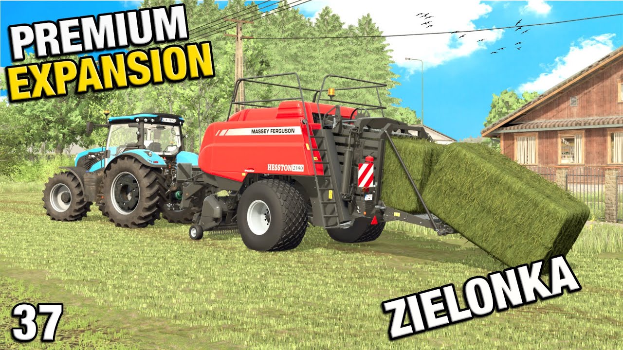 BALING GRASS WITH A HESSTON BALER Zielonka FS22 Ep 37 - YouTube