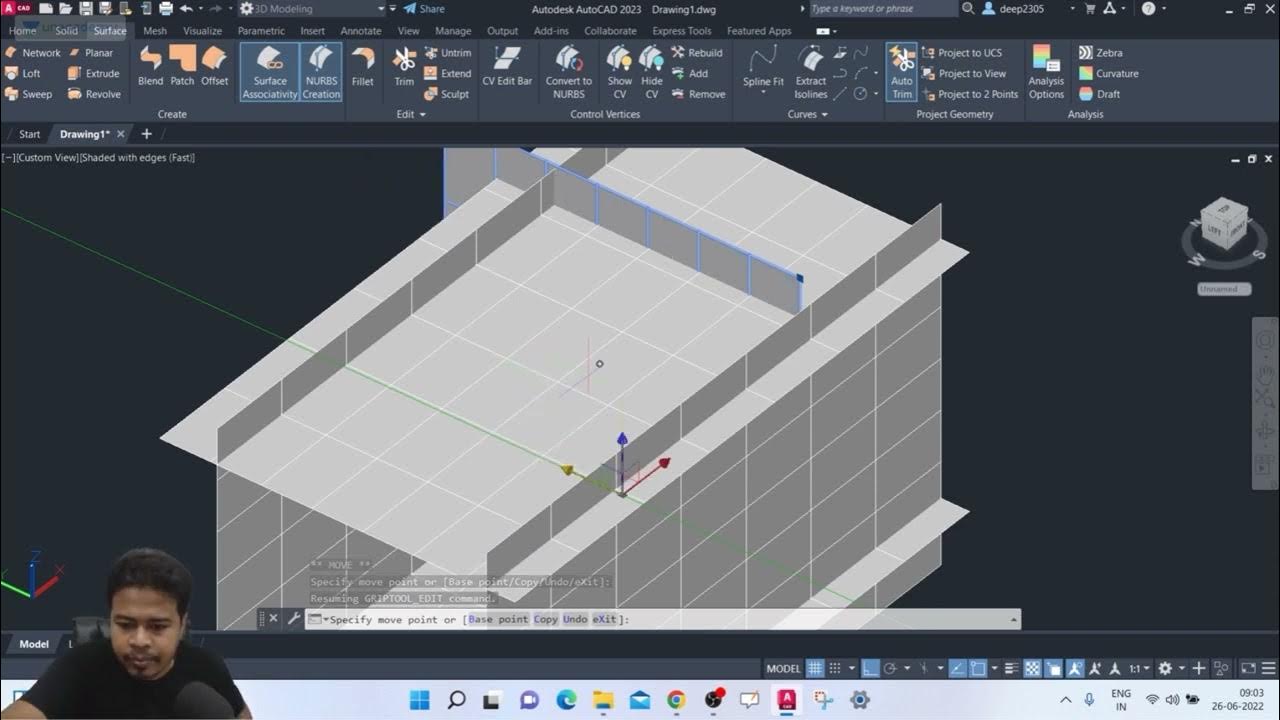How to use Fillet, Trim, Untrim, Extend, Sculpt in Surface Modeling in AutoCAD | Surface ...