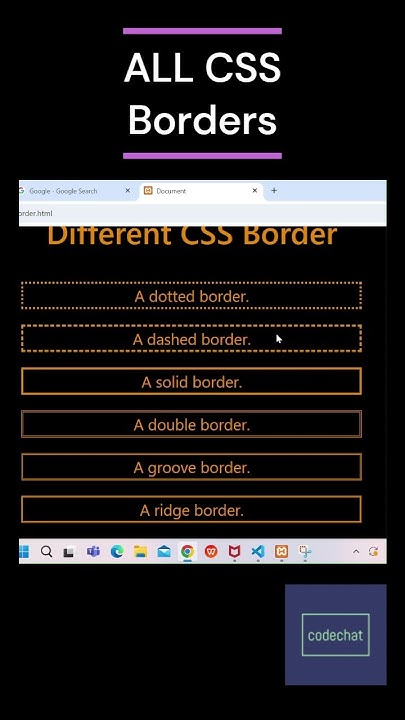 All Types Of Css Borders Css Border Styling Coding Webdesign Css Htmlcss Shorts Youtube