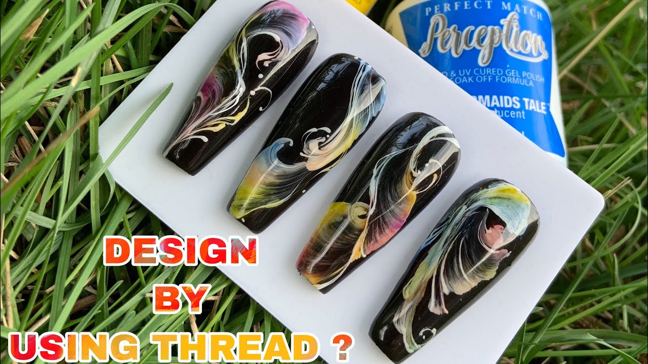 Tutorial: A beautiful design by using THREAD| Nail art tutorial by ...