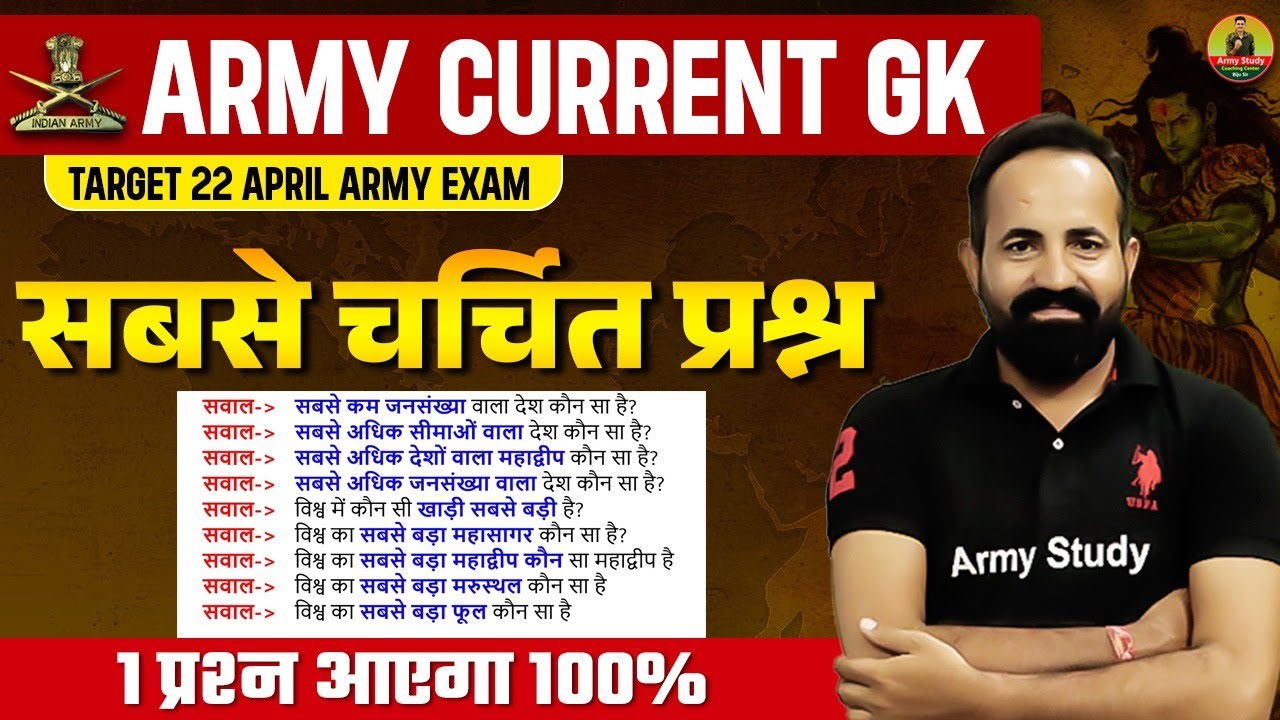 Army Current Gk Important Question 2024 || Army Current GK 2024 | 22 ...