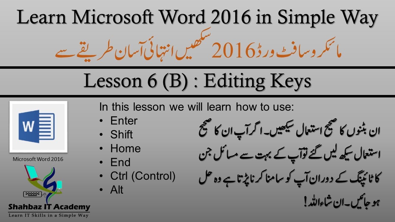 Lesson 6 B Editing Keys Microsoft Word 2016 Basic to Advance Series ...