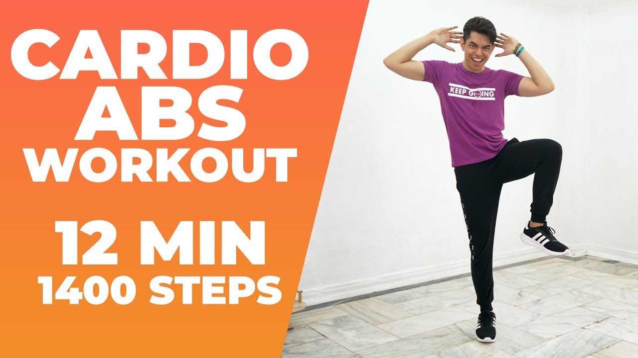 12 MIN CARDIO STANDING ABS Workout •1400 Steps • Walking Workout #126 ...