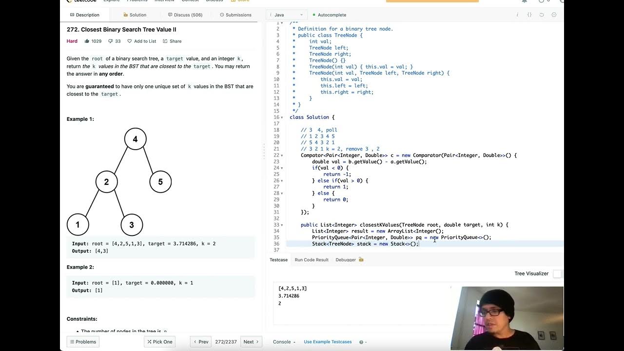 Closest Binary Search Tree Value II (Sub-optimal) - YouTube