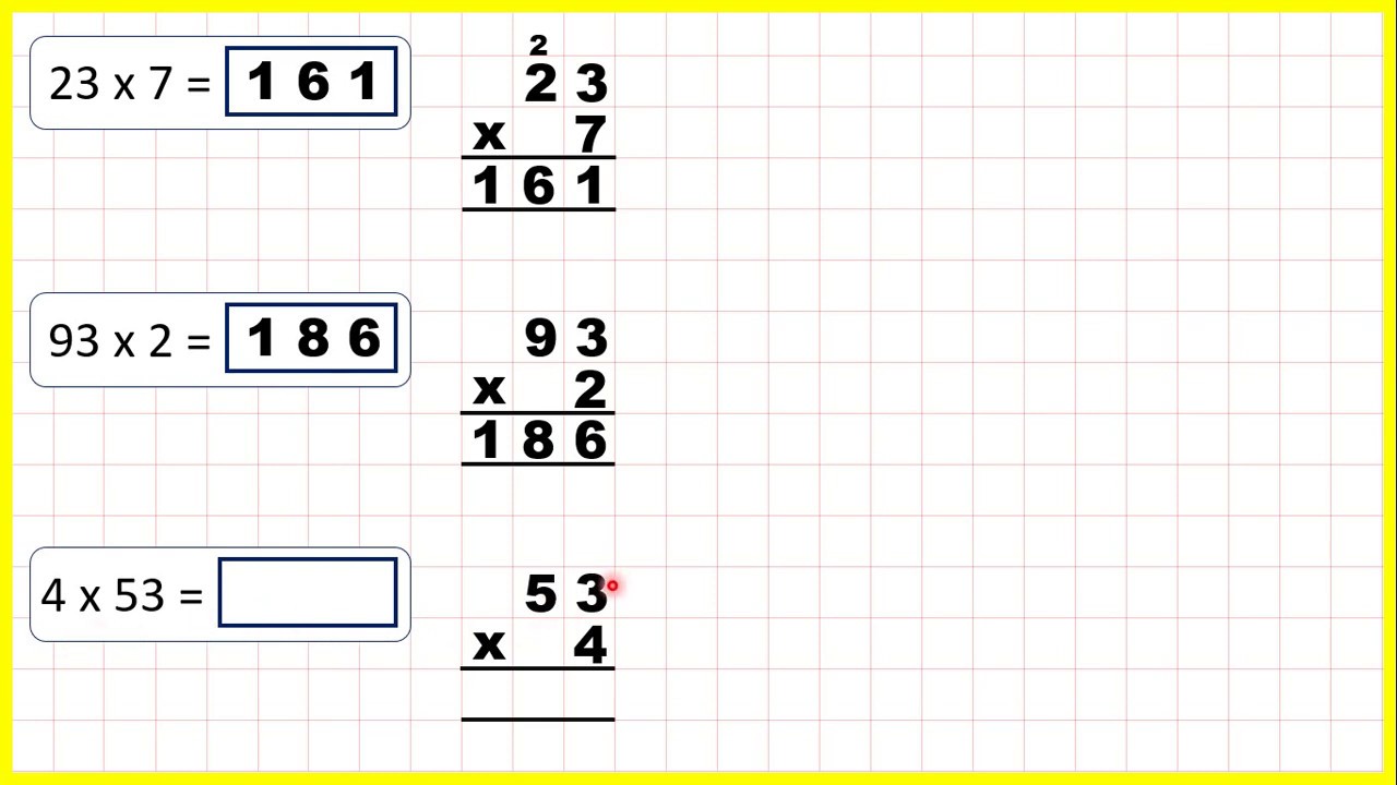 Multiply by a two-digit number using the column method within 1000 ...