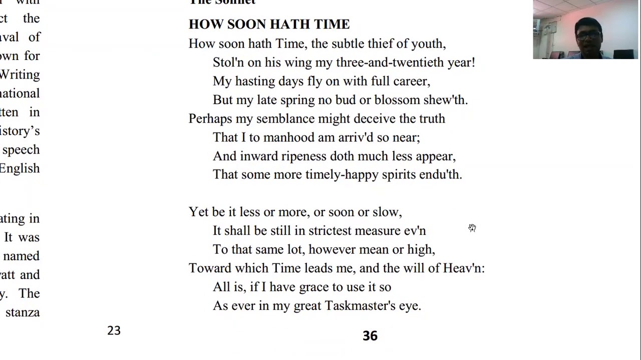 How Soon Hath Time John Milton - YouTube