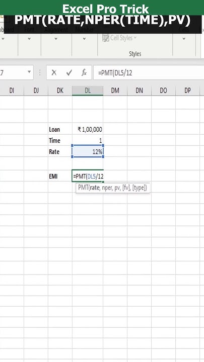 Adv. Excel ProTrick - How to calculate month EMI with PMT Formula - YouTube