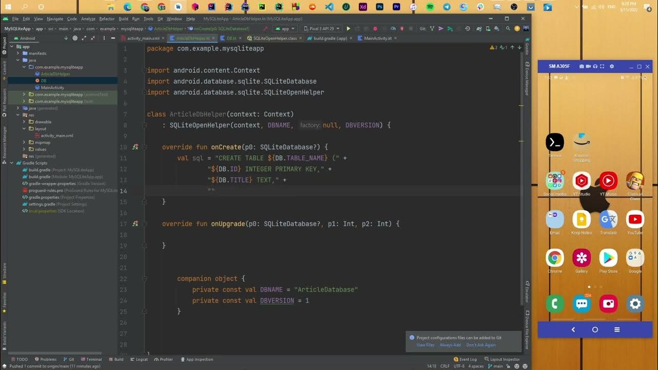 #74 Android Kotlin Development 2022 [Arabic] | Create table and insert ...