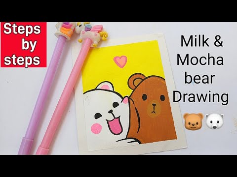Milk and Mocha bear 🐻 🐻‍ drawing / Easy painting / steps by steps # ...