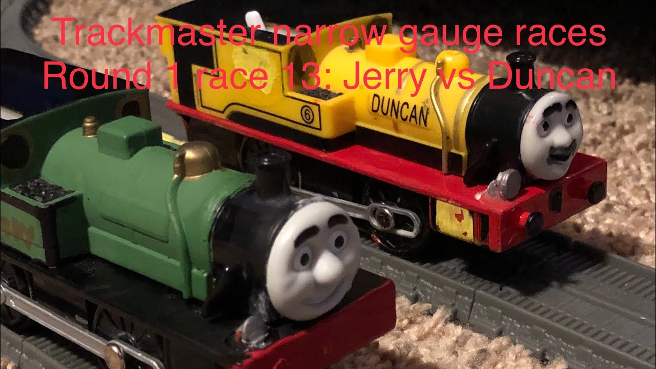 Trackmaster narrow gauge races round 1 race 13: Jerry vs Duncan - YouTube