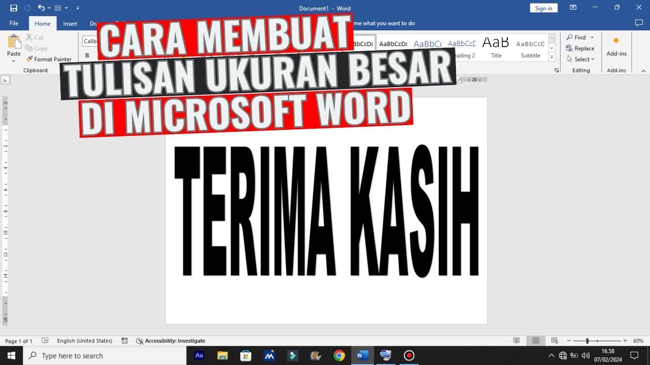 Cara Membuat Huruf Besar di Microsoft Word ll Full Kertas - YouTube