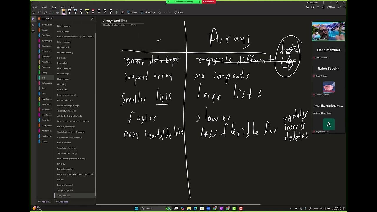 101024 COSC 1336 Python Arrays vs Lists - YouTube