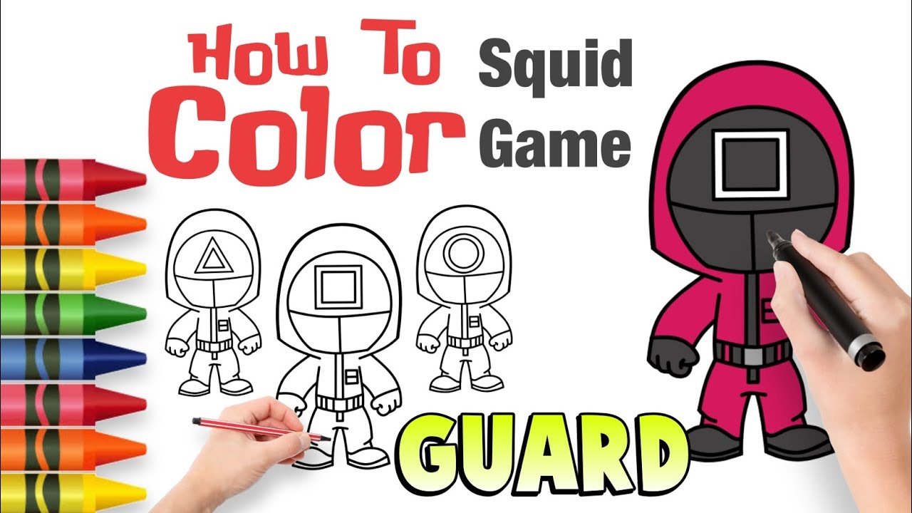 How to Color SQUID GAME GUARD || Step By Step Tutorial || Learn to ...