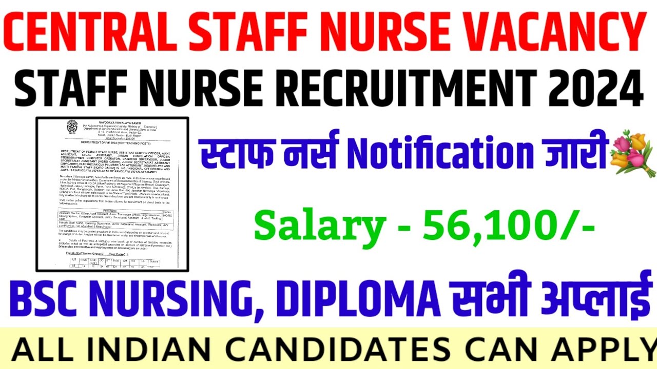 CENTRAL STAFF NURSE VACANCY💥 STAFF NURSE VACANCY 2024💥NURSING VACANCY ...