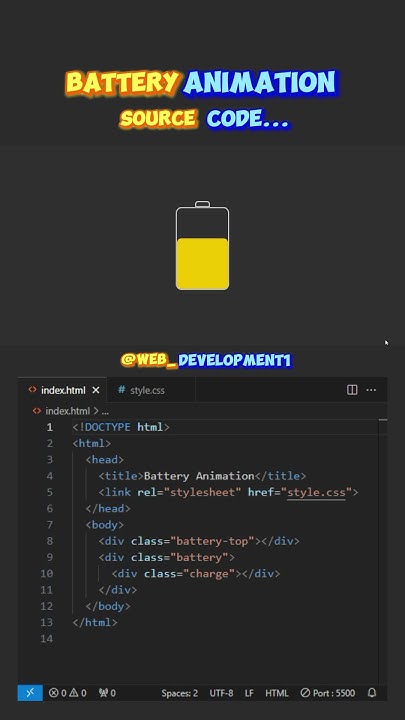 Battery Animation With Html And Css Javascript Animation Coding Python Programming Htmlcss