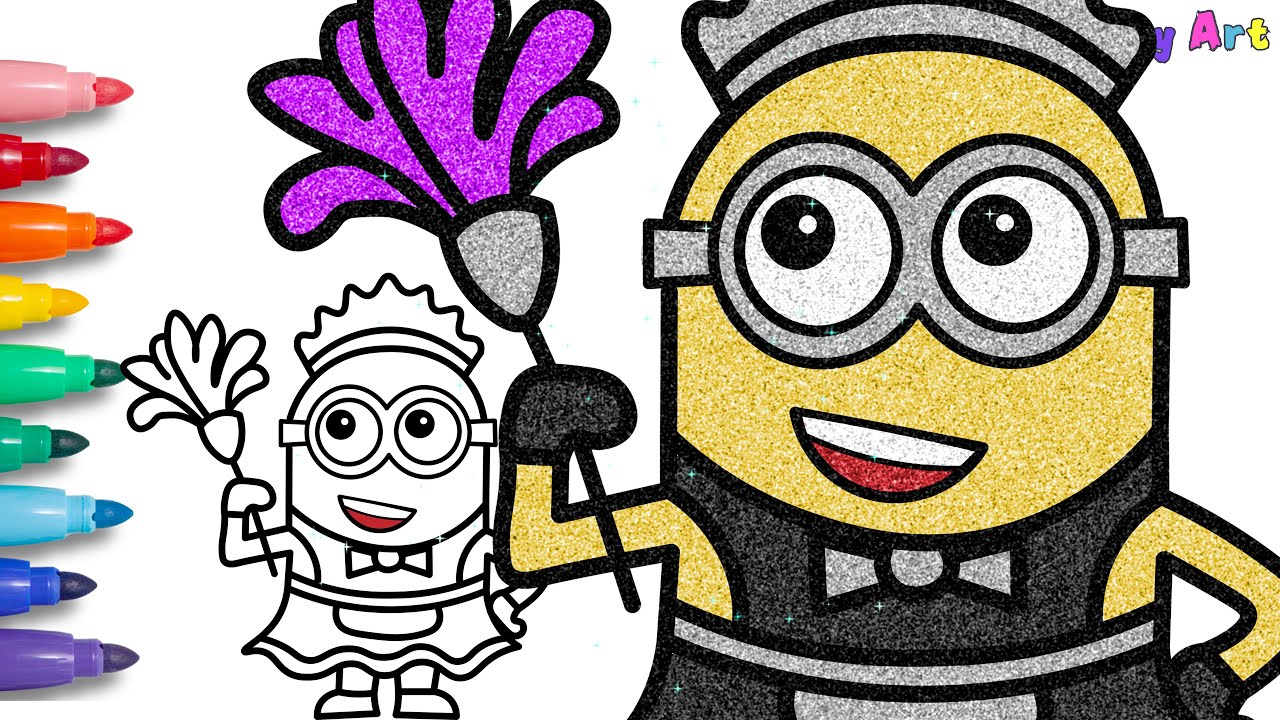 Minion Mom and more Glitters Drawings! Drawing and Coloring Animation ...