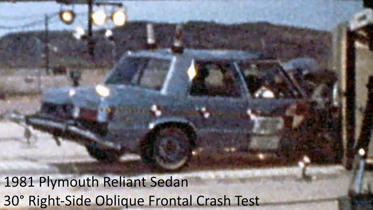 1981 Plymouth Reliant Sedan FMVSS 212/219/301 35 Mph Oblique Frontal ...