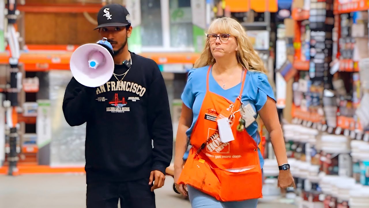 Megaphone In Stores Prank! - YouTube