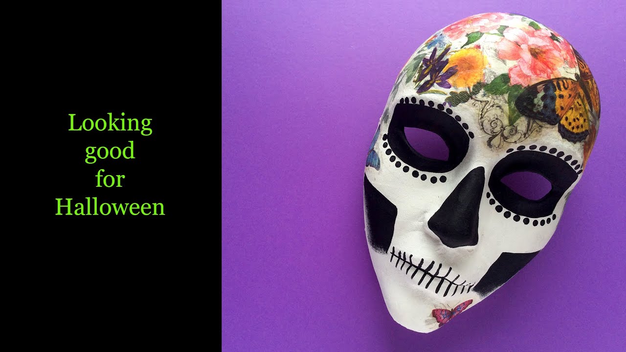 Day of the Dead or Día de los Muertos inspired Halloween Mask - YouTube