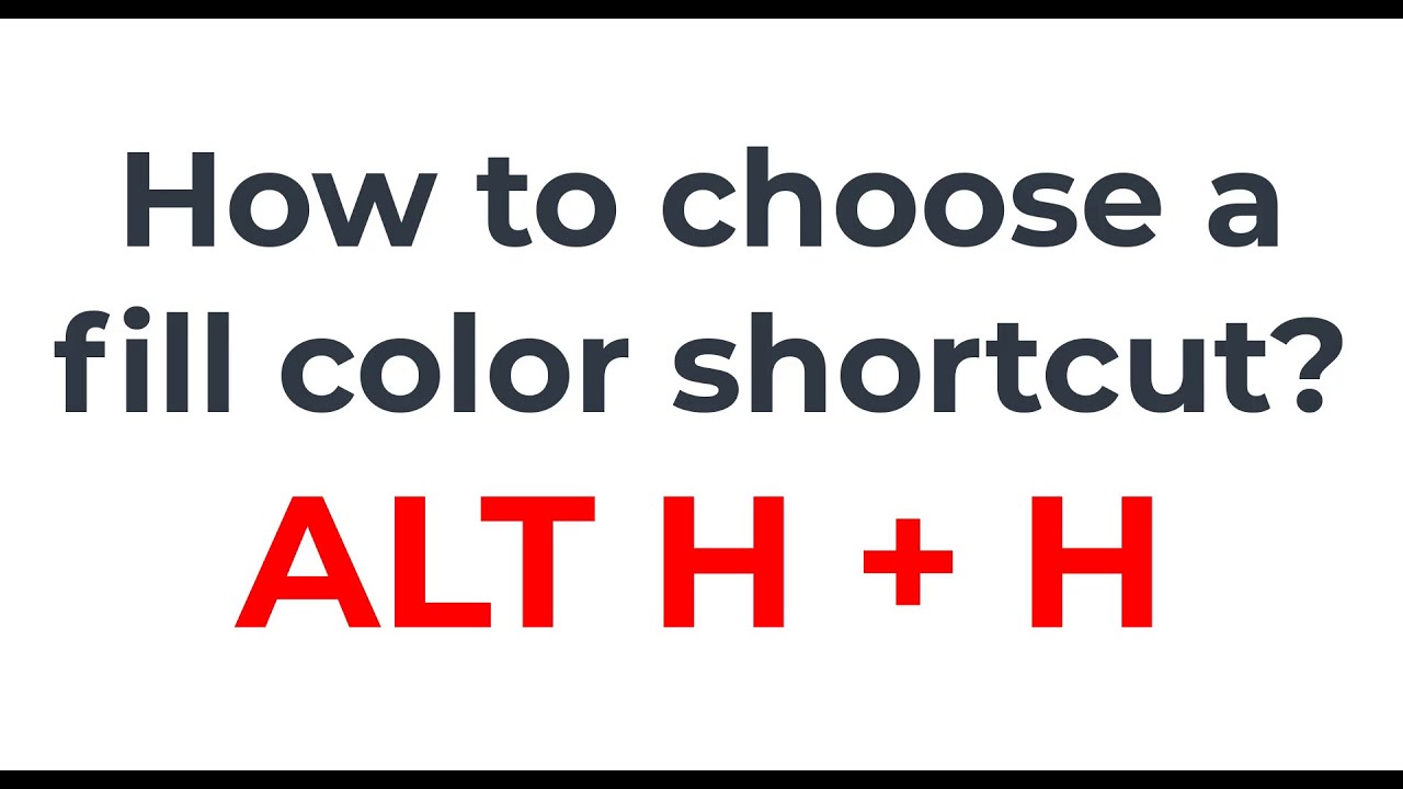 How to choose a fill color shortcut in Excel? ALT H + H - YouTube