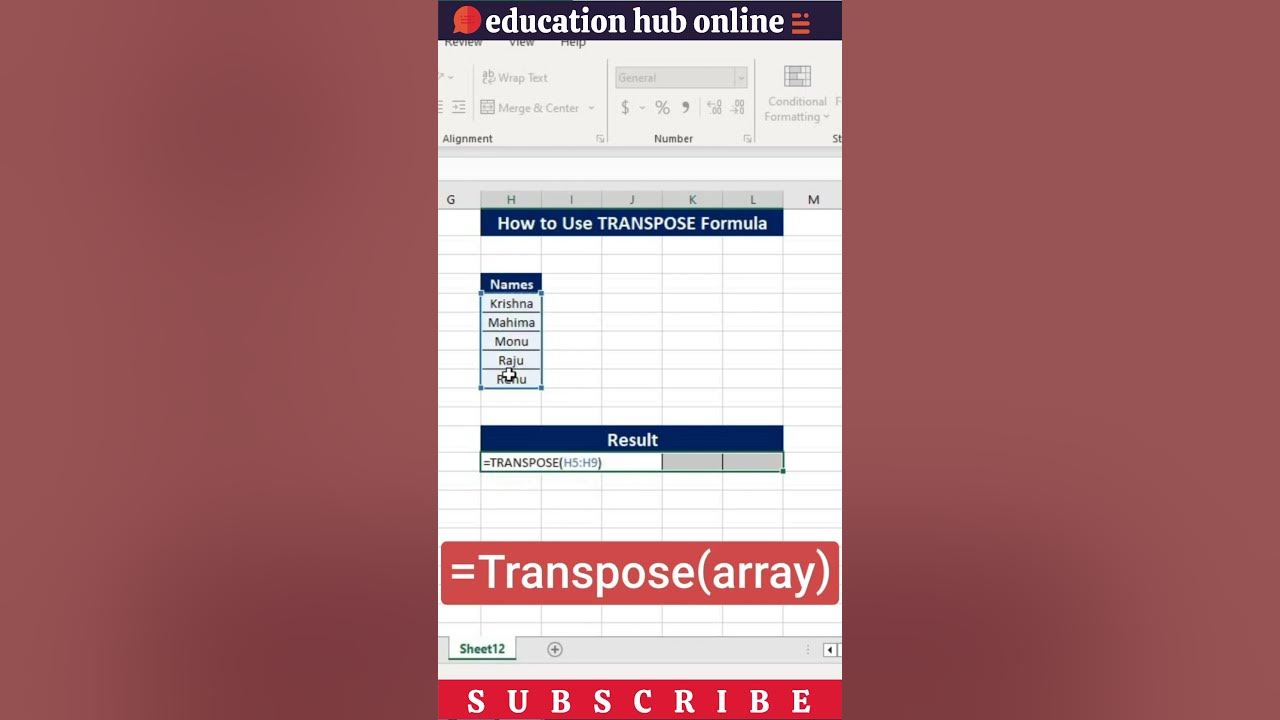 How To Use Transpose Function In Excel - Youtube
