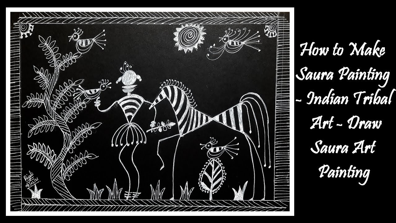 How to Make Saura Painting Indian Tribal Art Draw Saura Art Painting ...