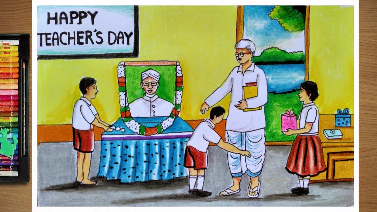 Teacher's Day Drawing Oil Pastel | Happy Teacher's Day Drawing For ...