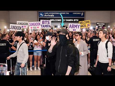 7 BTS Members Arrive Together in Tampa — Jungkook Takes Center Stage