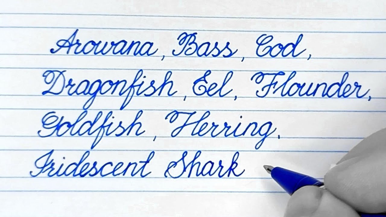 Cursive handwriting practice ⚜ How to write fish names in English ...