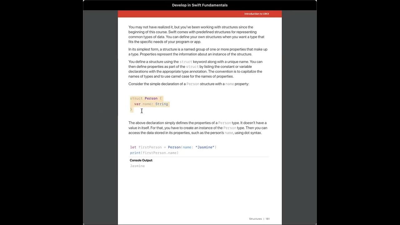 Swift Fundamentals book- 2.4: Structure Example 1 - YouTube