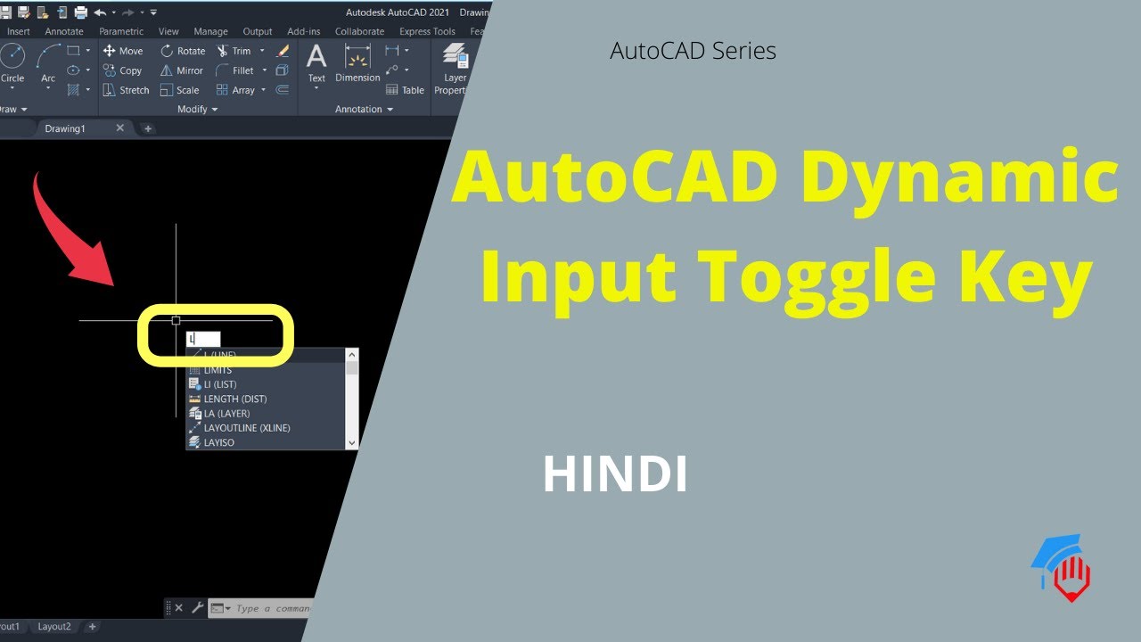 AutoCAD dynamic input toggle key | extrasupport - YouTube