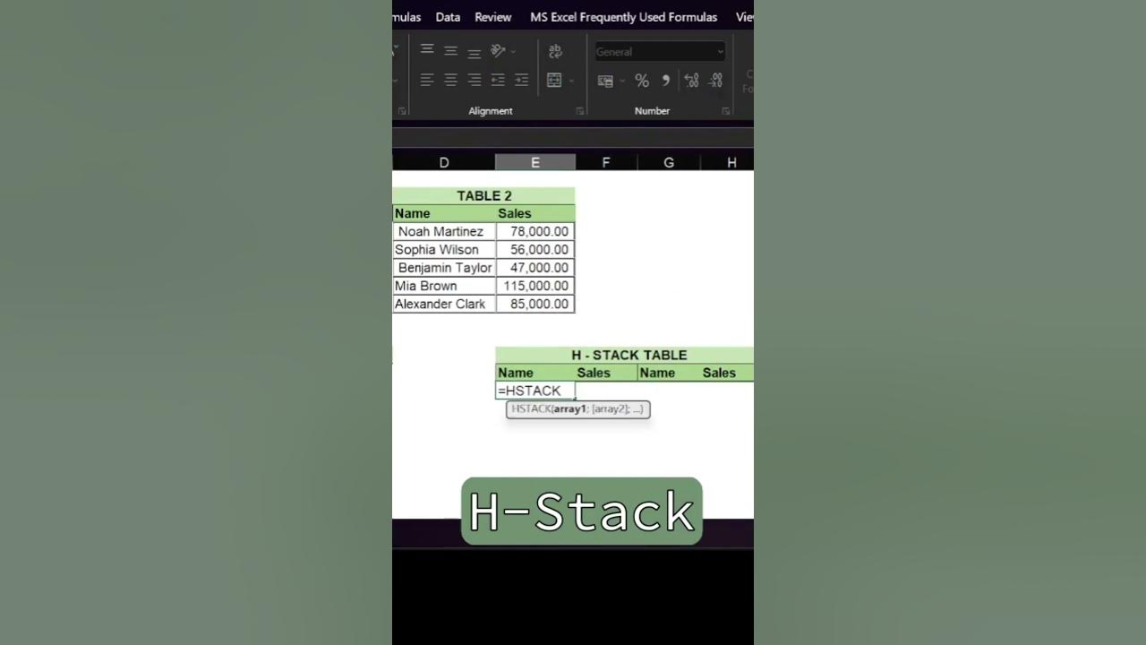 V - Stack & H - Stack in Excel | #excel - YouTube