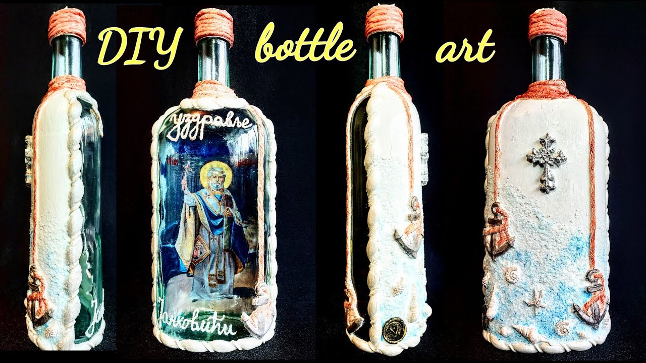 DIY ICON BOTTLE - Saint Nicholas and anchors / Bottle Art tutorial ...