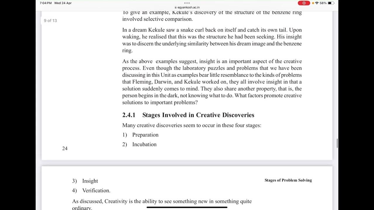 IGNOU, MPC001- COGNITIVE PSYCHOLOGY- BLOCK 4, UNIT 2, STAGES OF PROBLEM SOLVING, PART 3 - YouTube