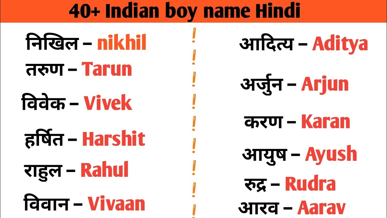 40+ Indian Boy Names in Hindi and English | Unique Baby Boy Names ...
