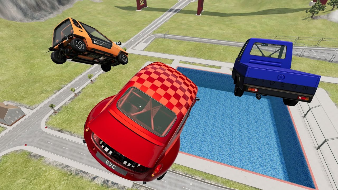Mini Cars Take a Dive: Unexpected Dive into Swimming Pools 🚗💦 - BeamNG ...