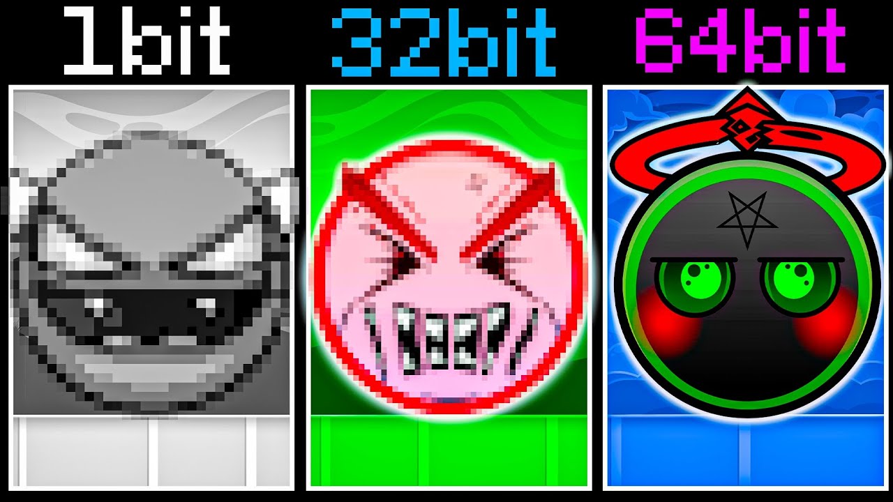 Custom Geometry Dash Faces but everytime more and more bits 32 - YouTube