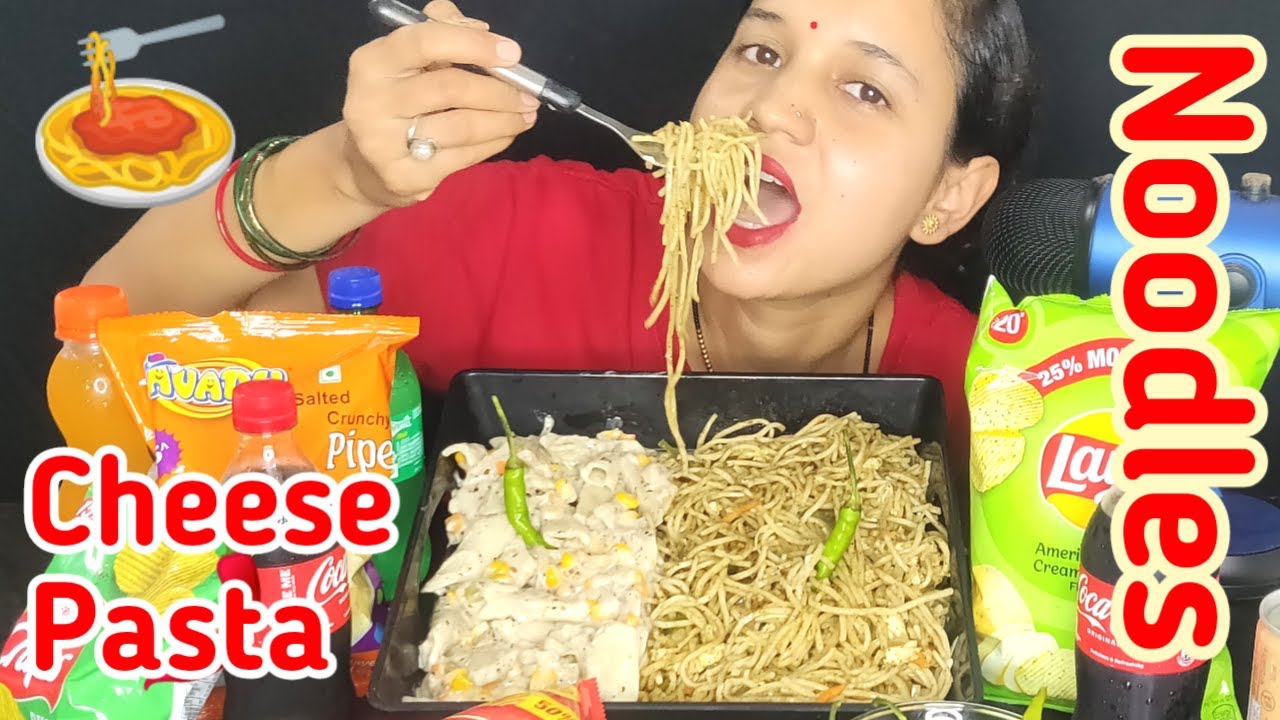 Eating cheeze Pasta with Hakka Noodles 🍜 | Eating Show | Chinese food ...