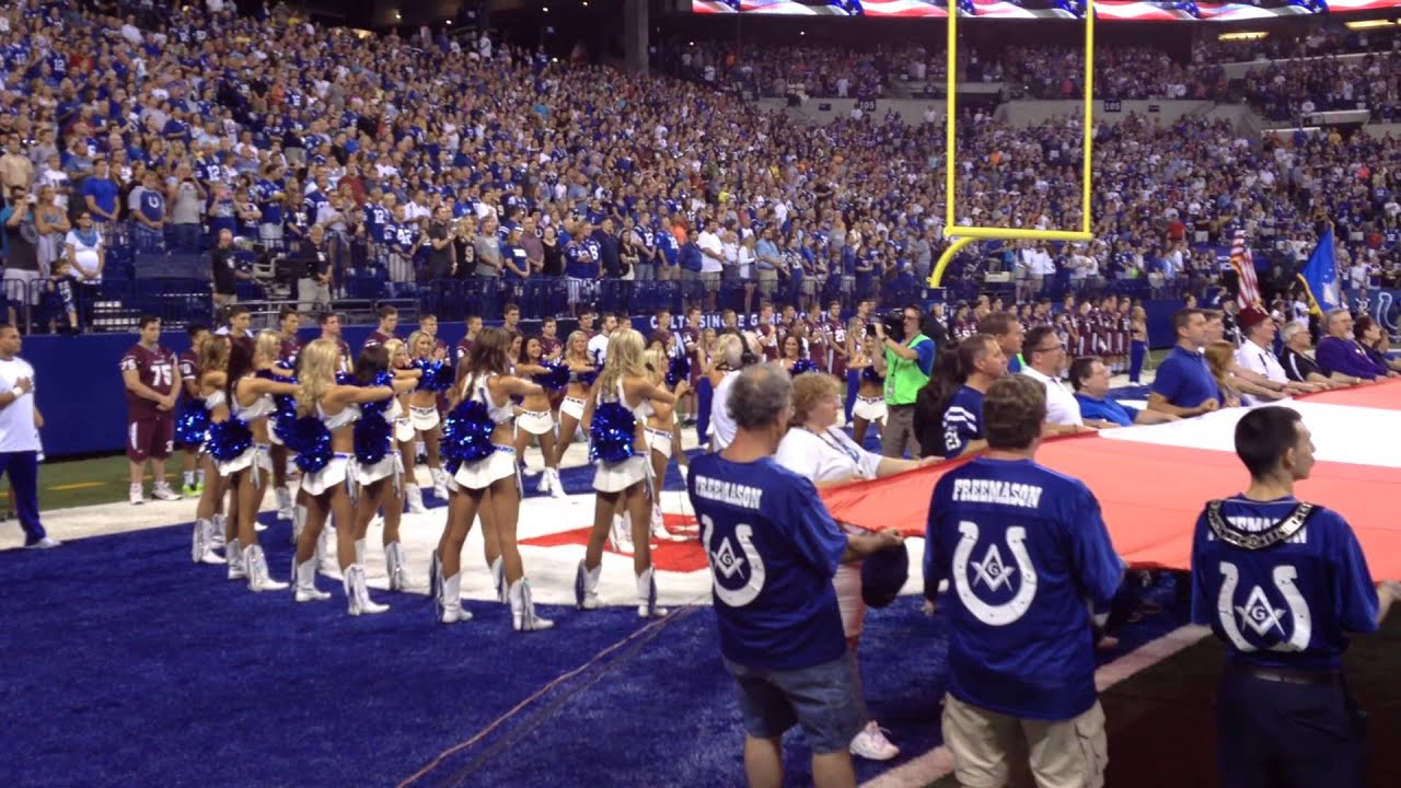 Colts Cheerleaders sing the National Anthem. - YouTube