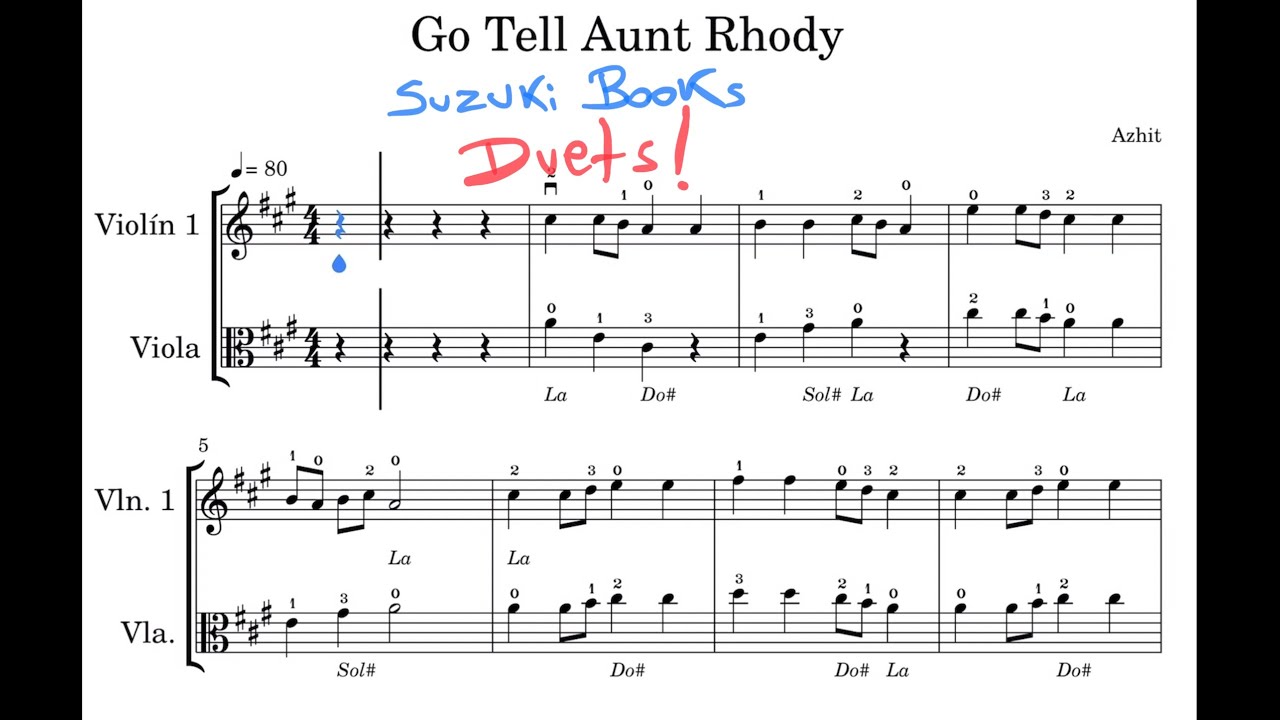 Go Tell Aunt Rhody - Dueto Violin Viola - partitura facil - YouTube