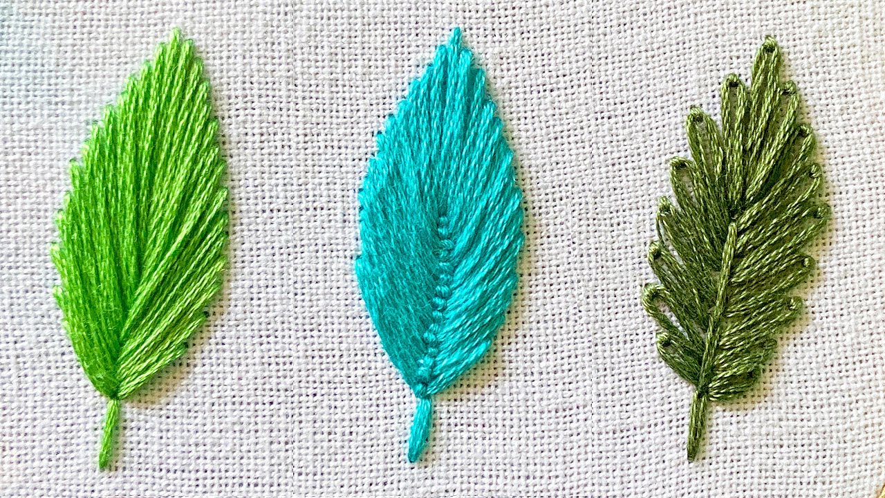 3 Basic Embroidery Leaf for Beginners | Hand Embroidery Tutorial | Step ...