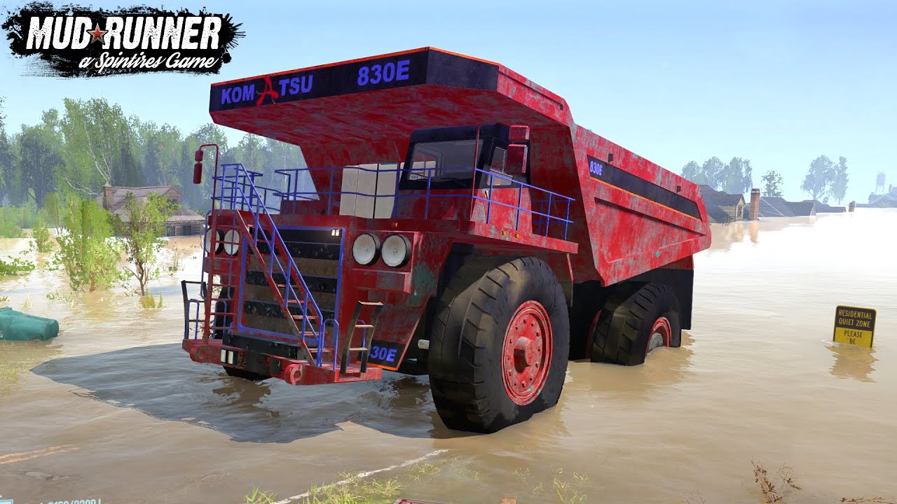 Spintires MudRunner KOMATSU Giant Monster Dump Truck Driving Through ...