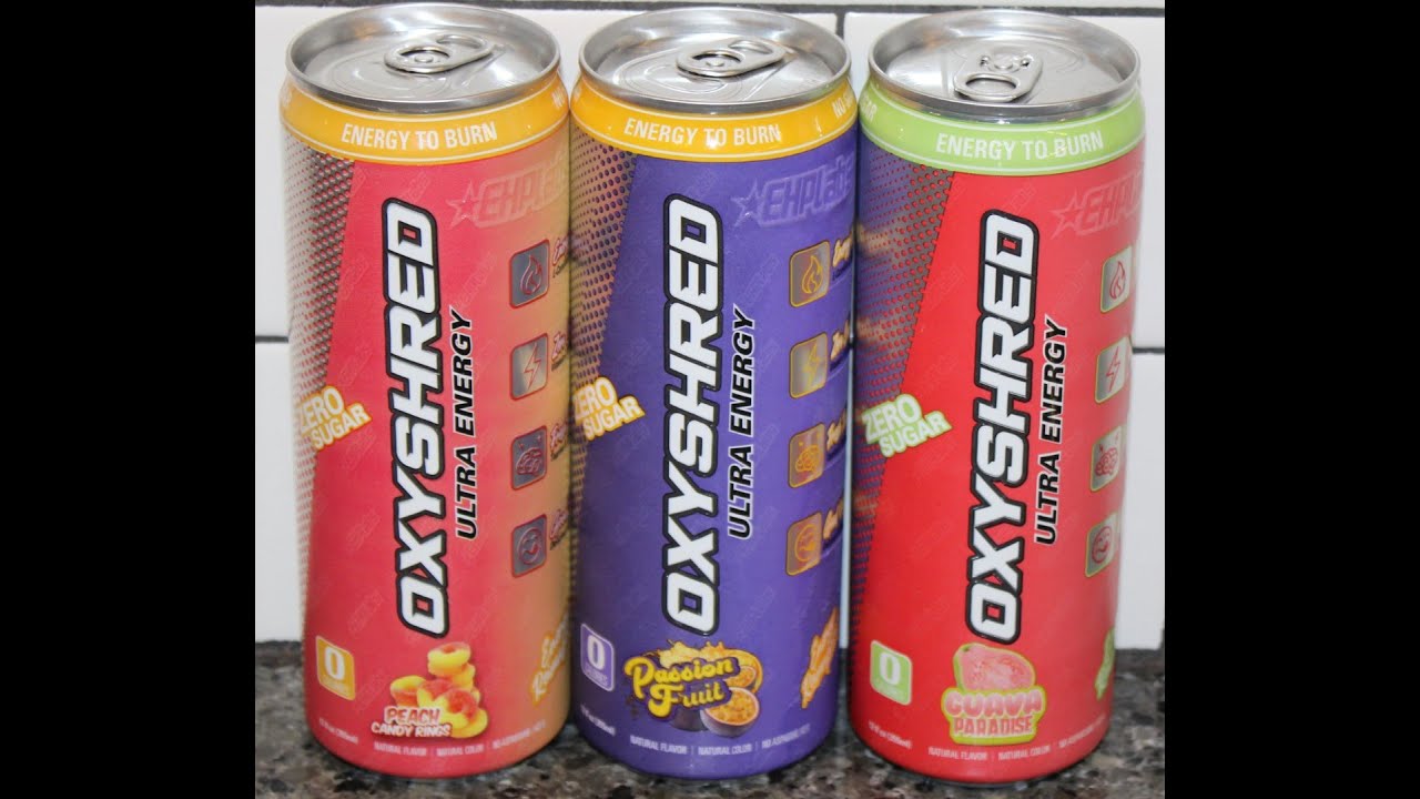 OXYSHRED Ultra Energy Drink: Peach Candy Rings, Passion Fruit & Guava ...