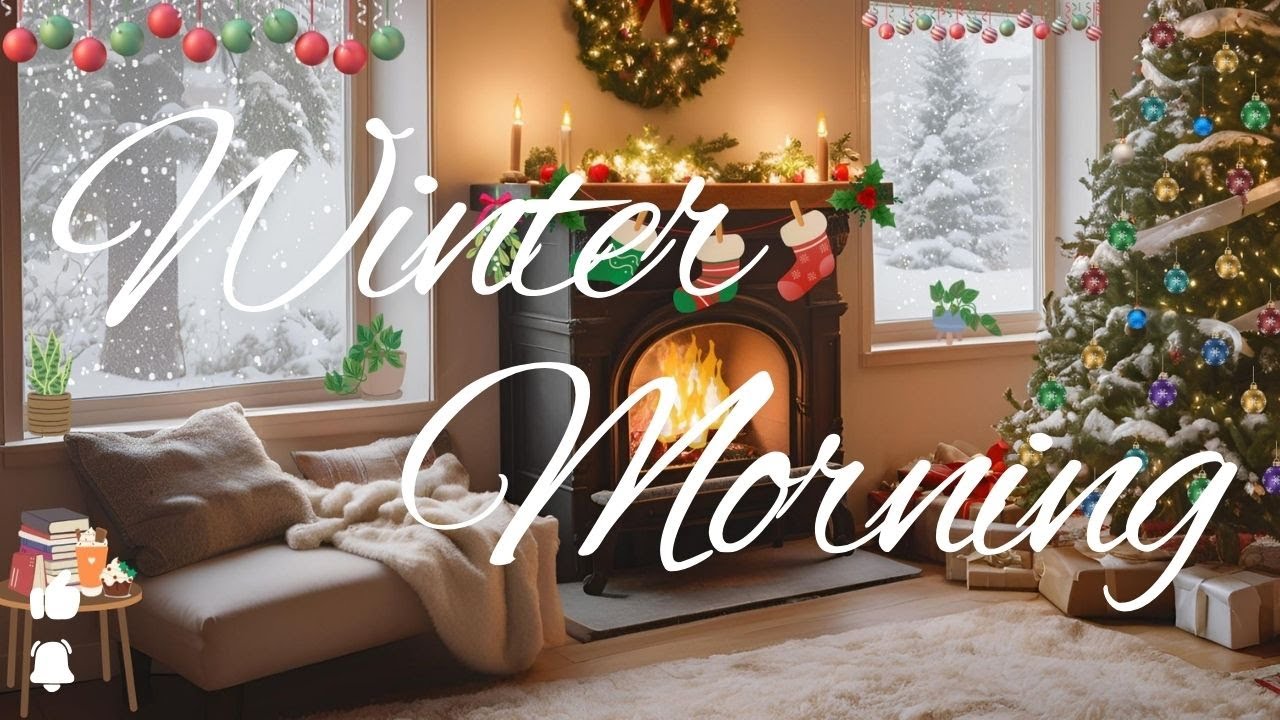 Winter Morning Ambience with Crackling Fire 🔥and Christmas Instrumental ...