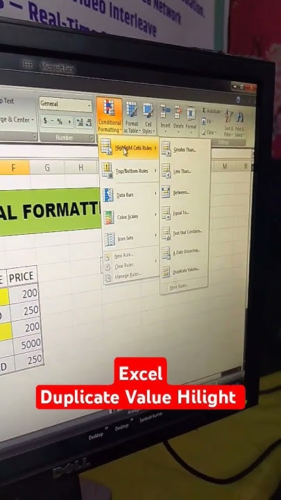 Excel Duplicate Value Hilight |#viral #youtube #shorts #viralshorts #exceltips #highlights - YouTube