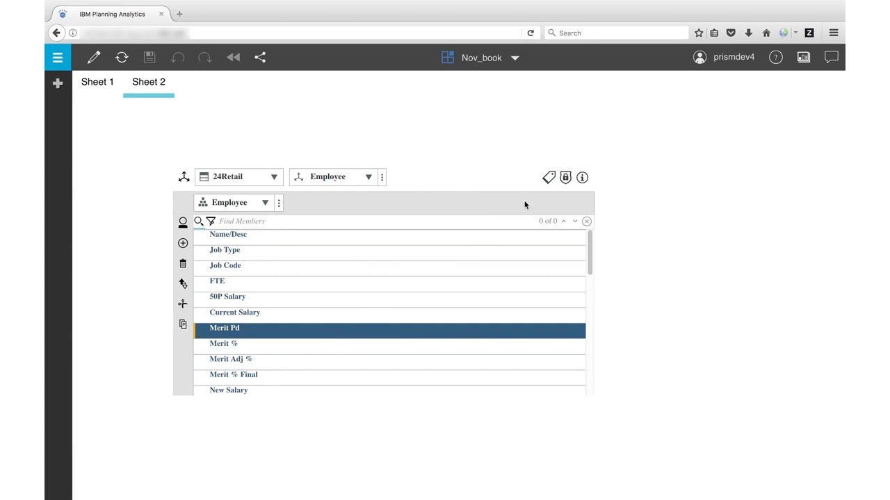 Formatting a member in a dimension in IBM Planning Analytics Workspace ...